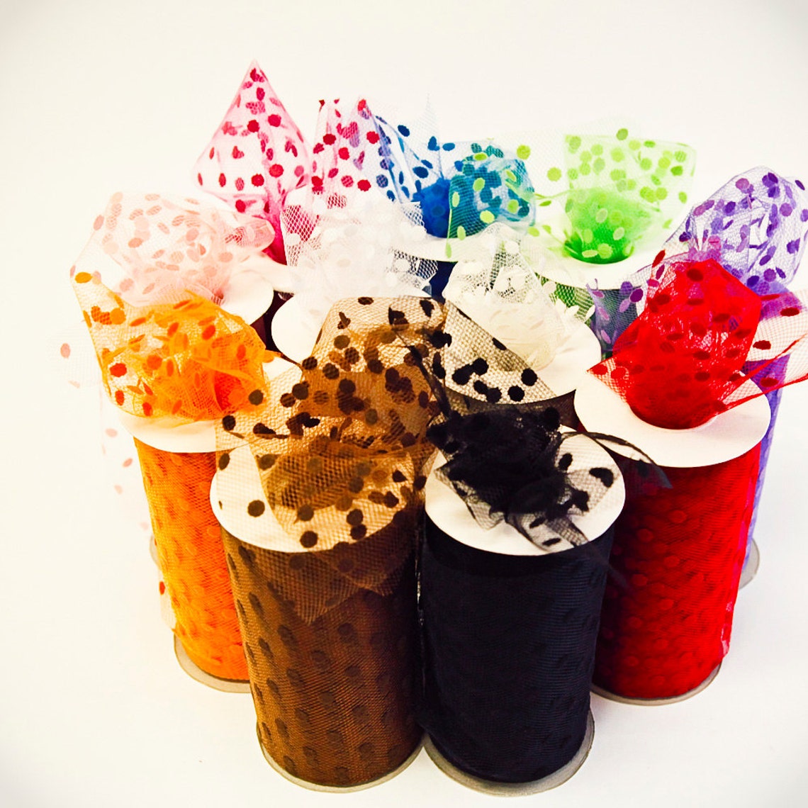 Polka Dot Tulle Spool Orange 6 Inches Wide 25 Yards | Etsy