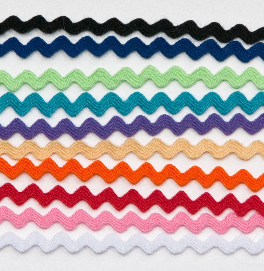 MINI Ric Rac, 1/8ths Inch, 10 Color Bundle, 5 Yds. of Each, 50 Yards ...