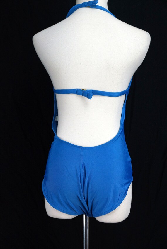 Blue Halter Swimsuit Bathing Suit Backless 1970s Smal… - Gem