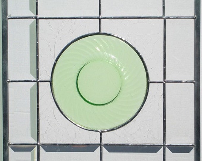 Vintage Stained Glass Plate Panel, Depression Glass Fostoria American ...