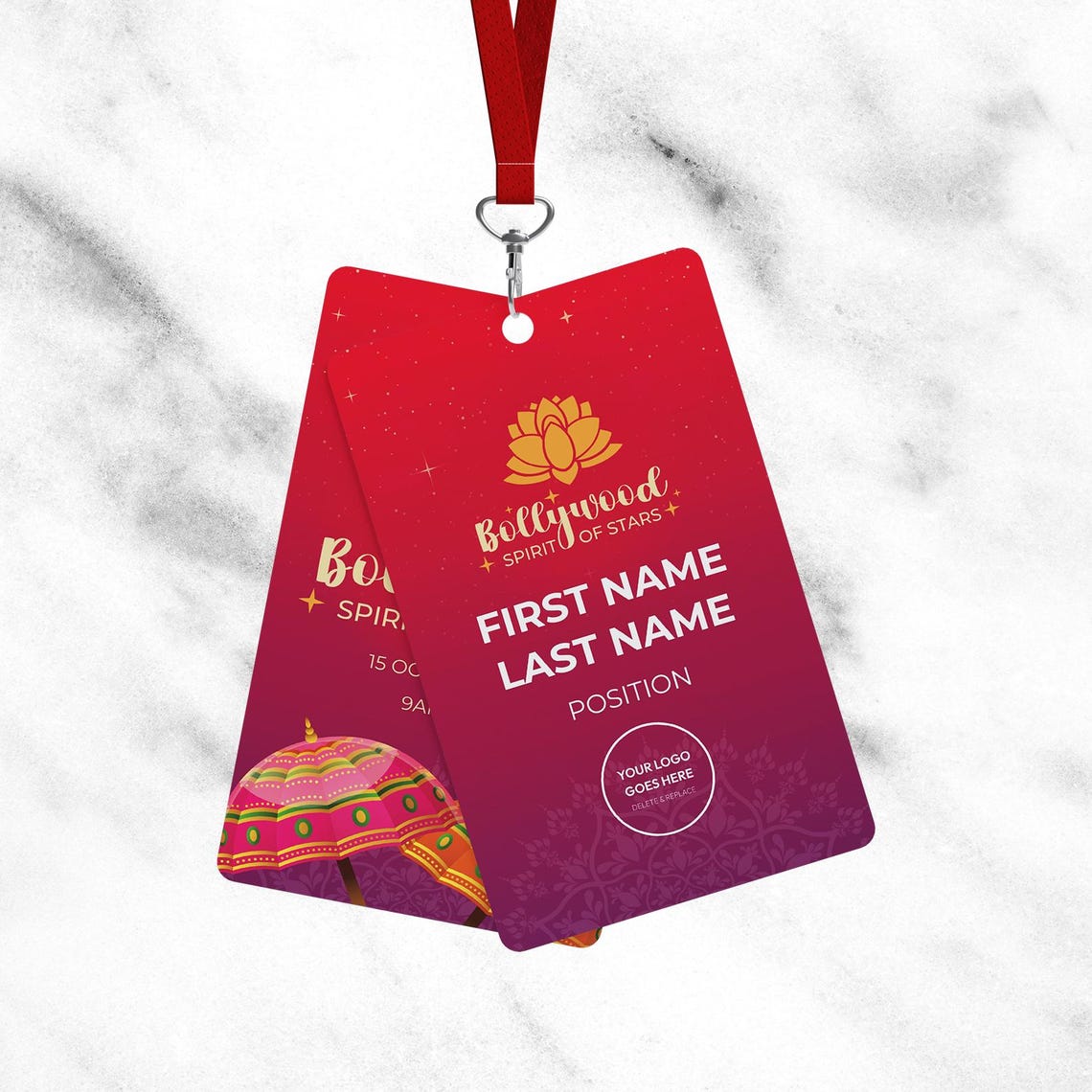 Bollywood Gala Event ID Badge | Editable Name Badge | Digital Download ...