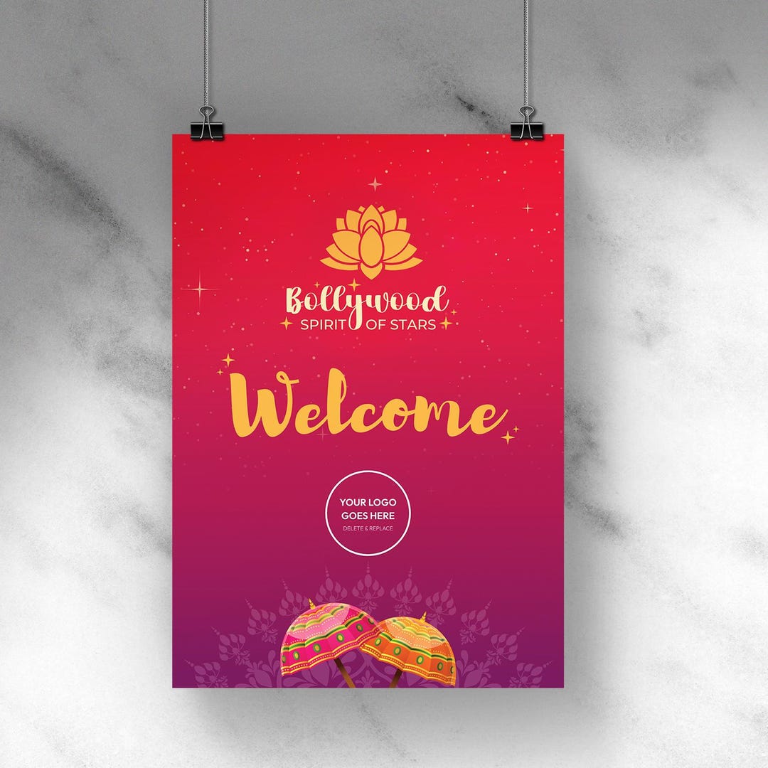 Bollywood Gala Welcome Poster A2 | Editable Event Sign | Digital ...