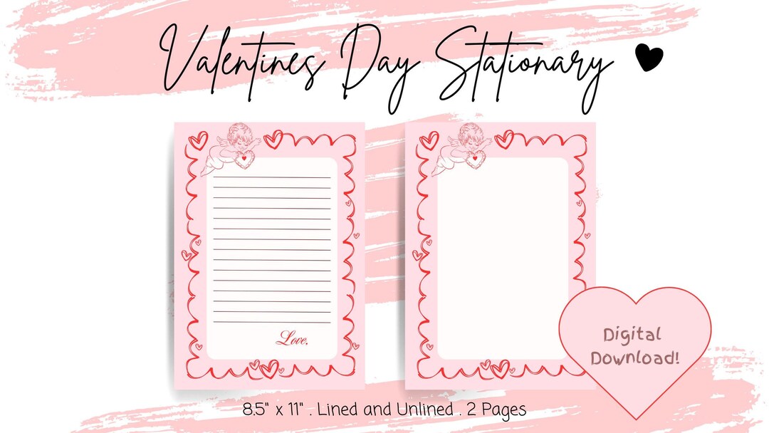 Printable Valentines Day Stationary Letter Paper, Writing Paper ...