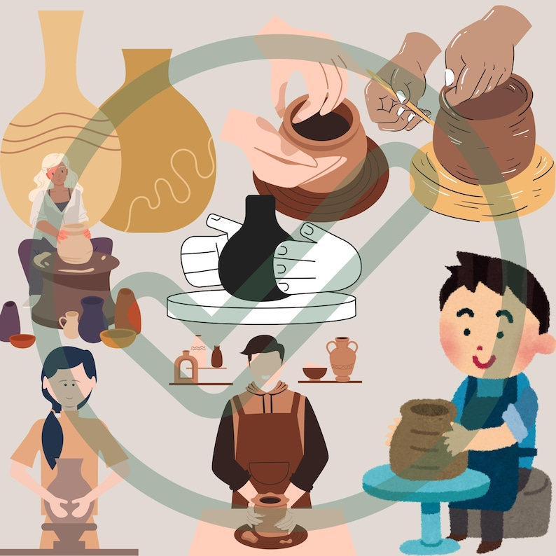50 PNG Ceramic Clipart Bundle High-quality Pottery Illustrations for ...