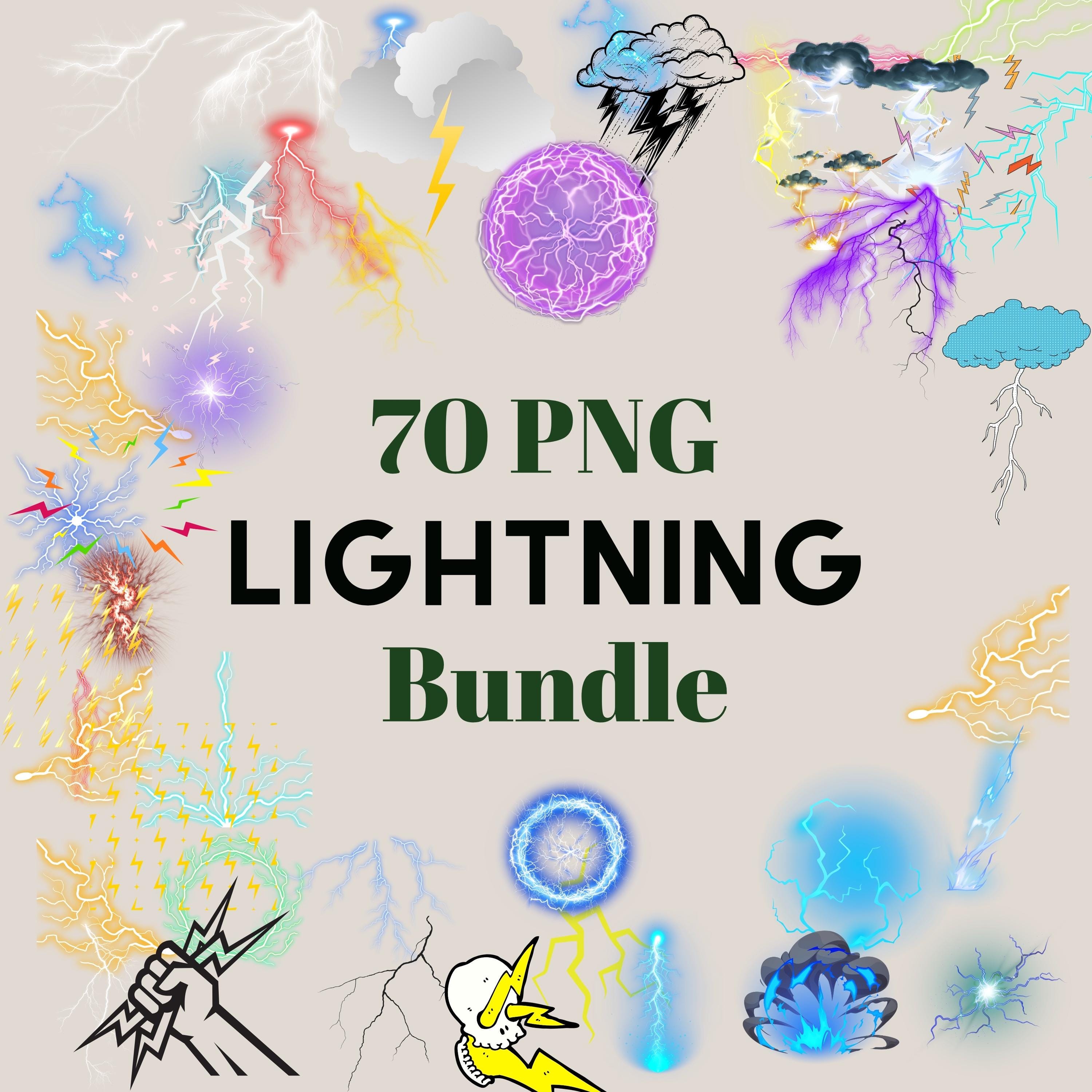 70 PNG Lightning Clipart Bundle | Thunderstorm Effects, Electric ...