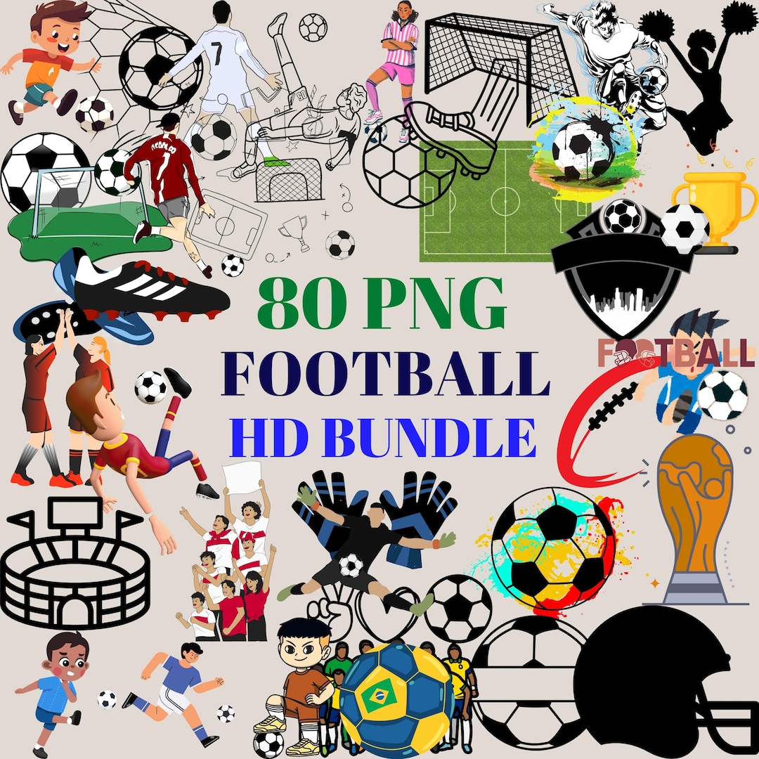 80 PNG Football Clipart Bundle | High-resolution Designs for ...