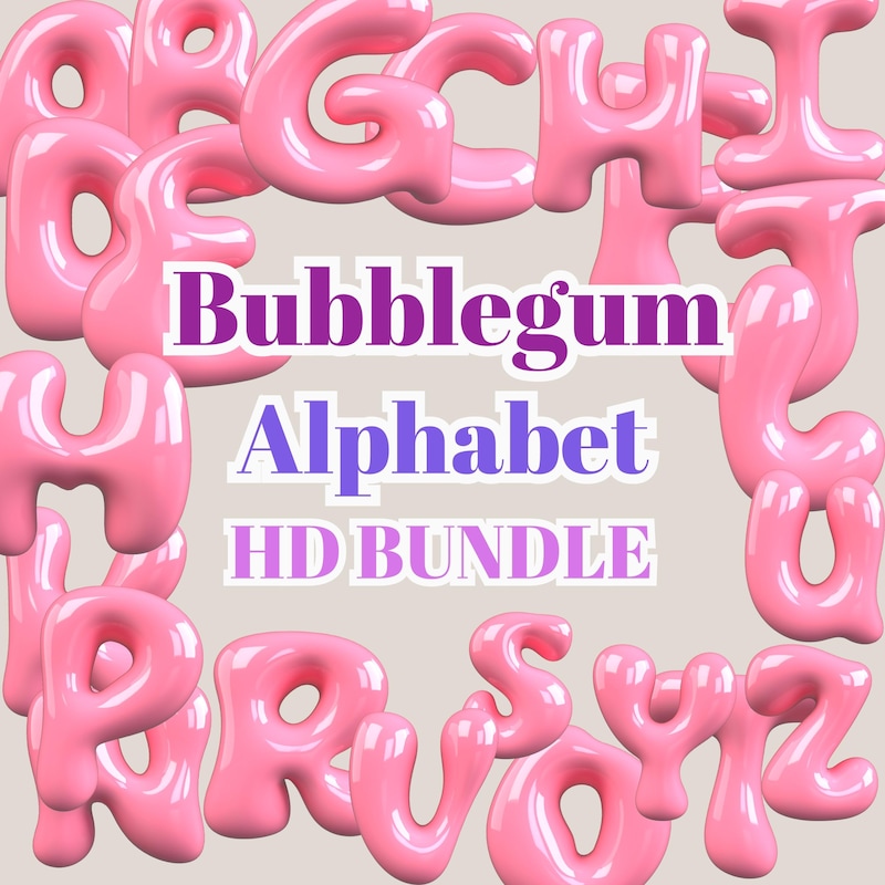 Pink Bubble Letters - Etsy