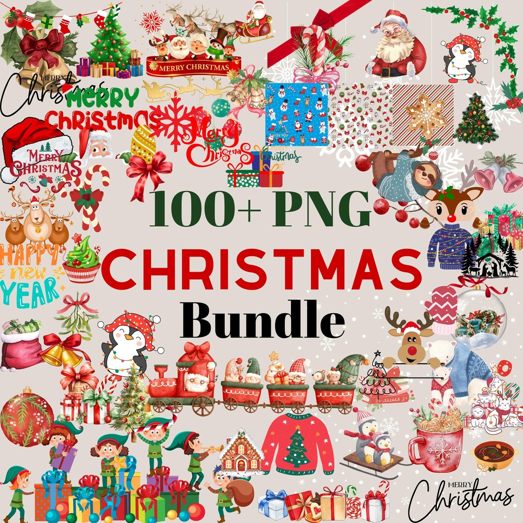100+ PNG Christmas Bundle | High-quality Holiday Clipart for Cards, T ...