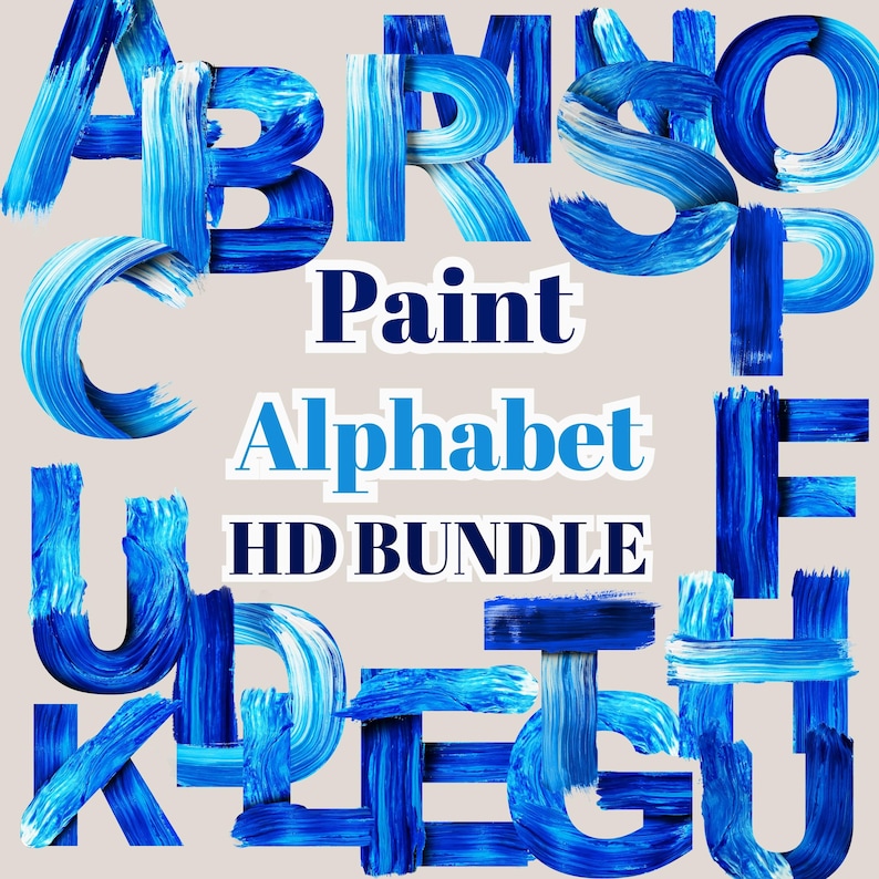 Blue Paint PNG Alphabet Bundle – A-Z Artistic Letters for Scrapbooking ...