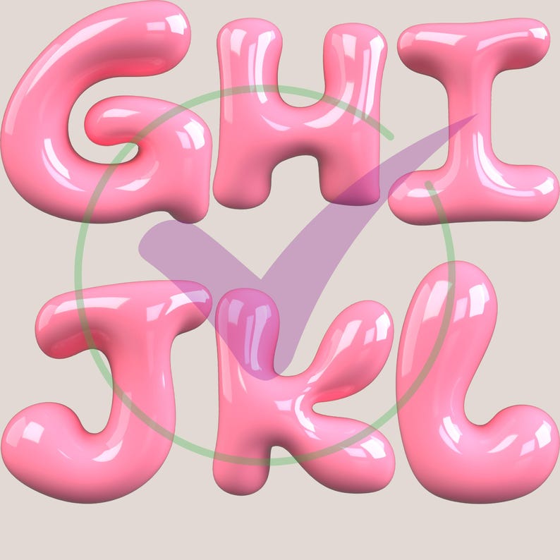 Bubblegum Alphabet PNG Bundle – A-Z 3D Pink Letters for Scrapbooking ...