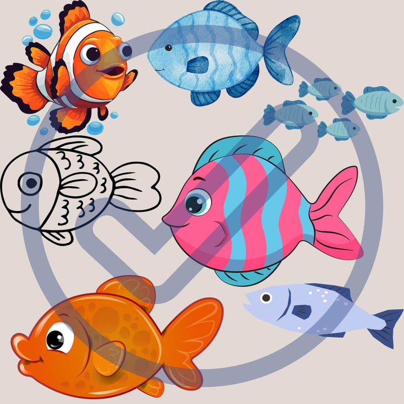 44 PNG Fish Clipart Bundle - High-resolution Sea Life Graphics for ...