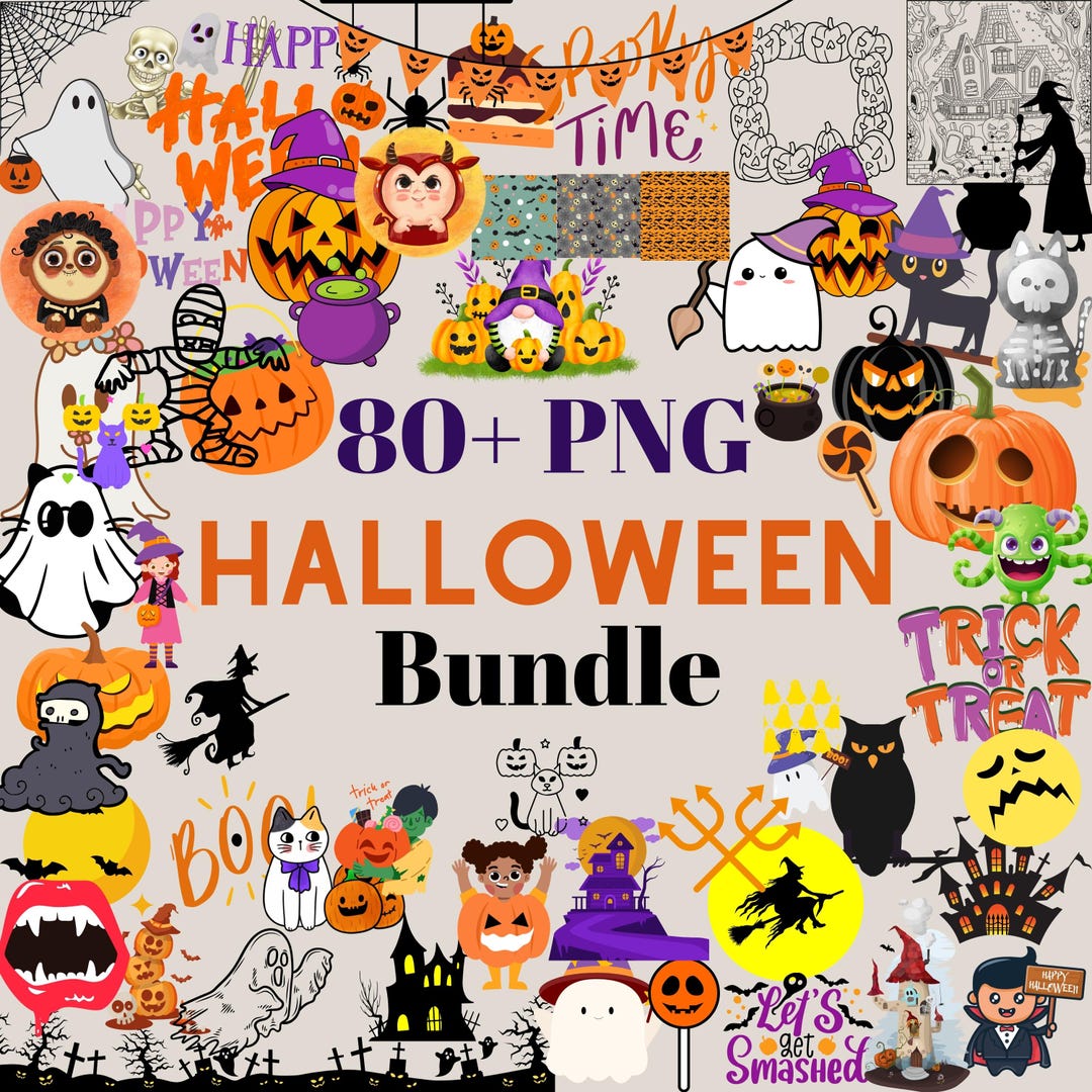 80+ PNG Halloween Bundle Spooky Clipart for T-shirts, Stickers ...