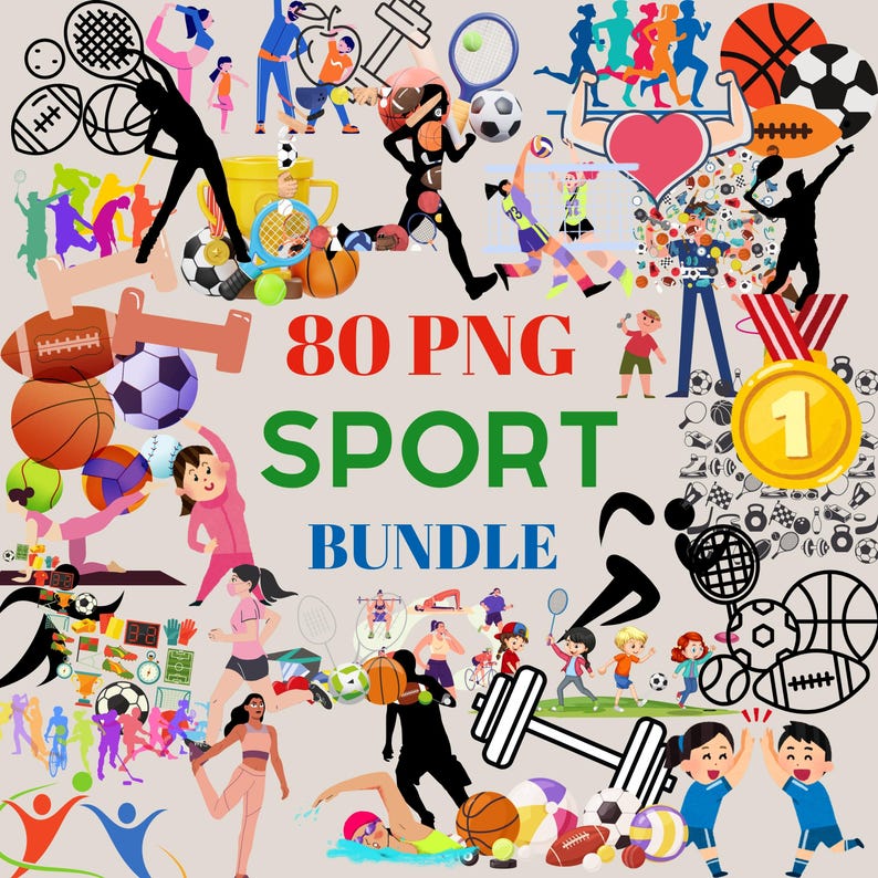 80 PNG Sport Bundle High-resolution Clipart Sports-themed Projects ...