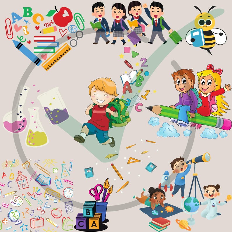 100 PNG School Bundle – High-quality Educational Clipart for T-shirts ...