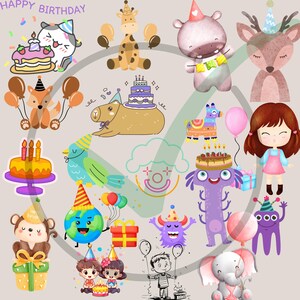 100+ Birthday PNG Clipart Bundle | Cute Balloons, Cakes, and Party ...