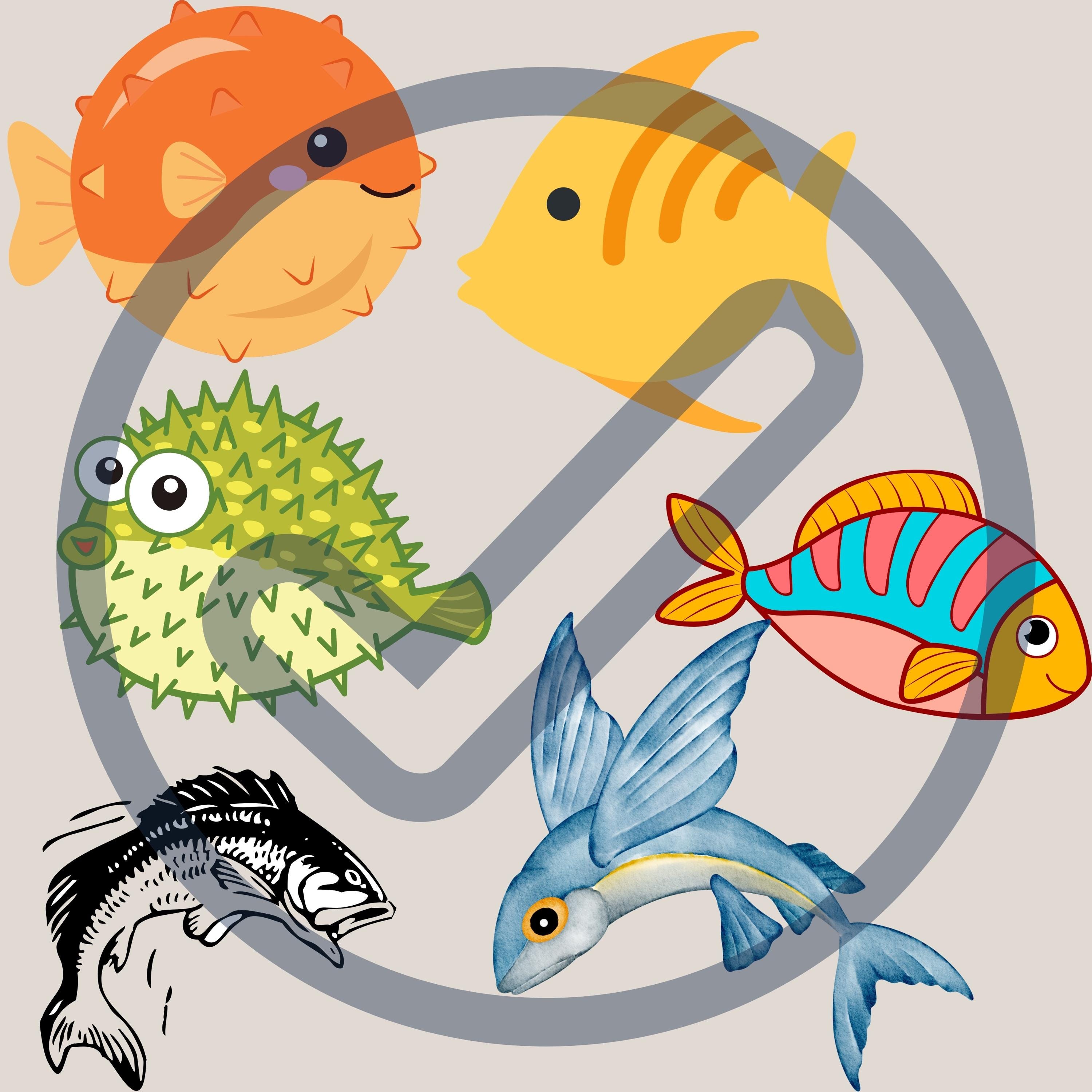 44 PNG Fish Clipart Bundle - High-resolution Sea Life Graphics for ...