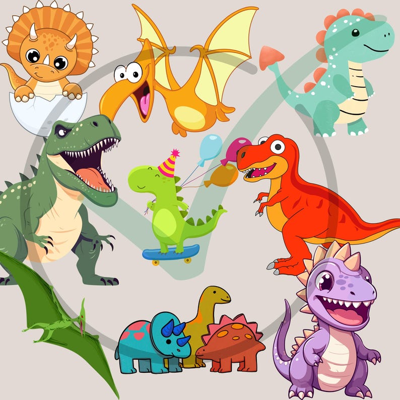 70 PNG Dinosaur Bundle | Cute Dino Clipart for Kids T-shirts, Party ...