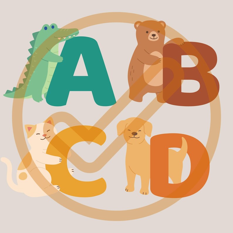 Animal Alphabet PNG Cute A-Z Animal Letters for Scrapbooking, T-shirts ...