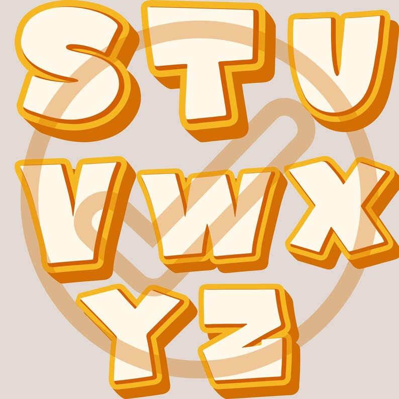 3D Comic Style Alphabet PNG Cartoon Orange Brown Font for Scrapbooking ...