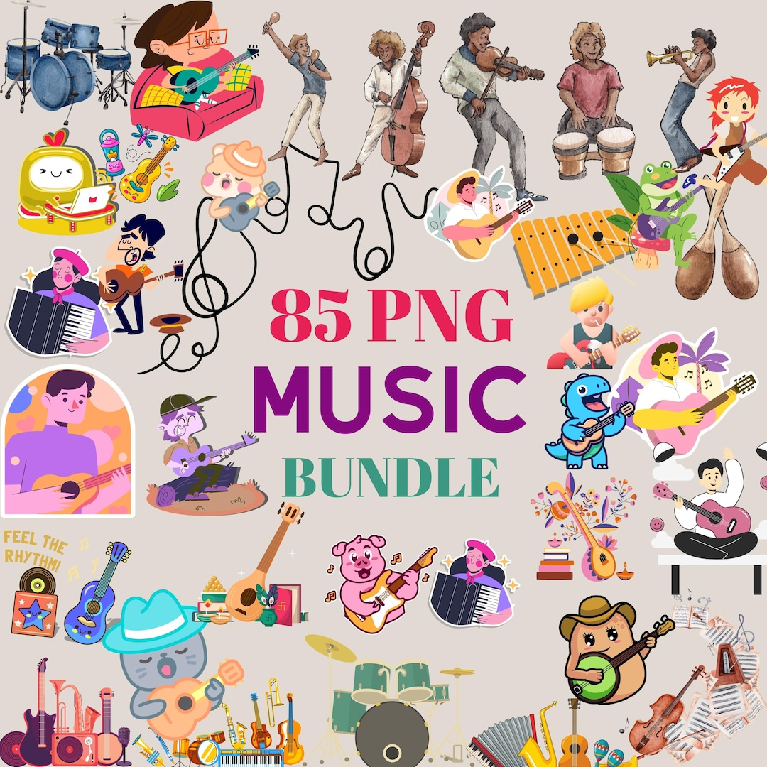 85 PNG Music Bundle – High-quality Digital Clipart for T-shirts ...