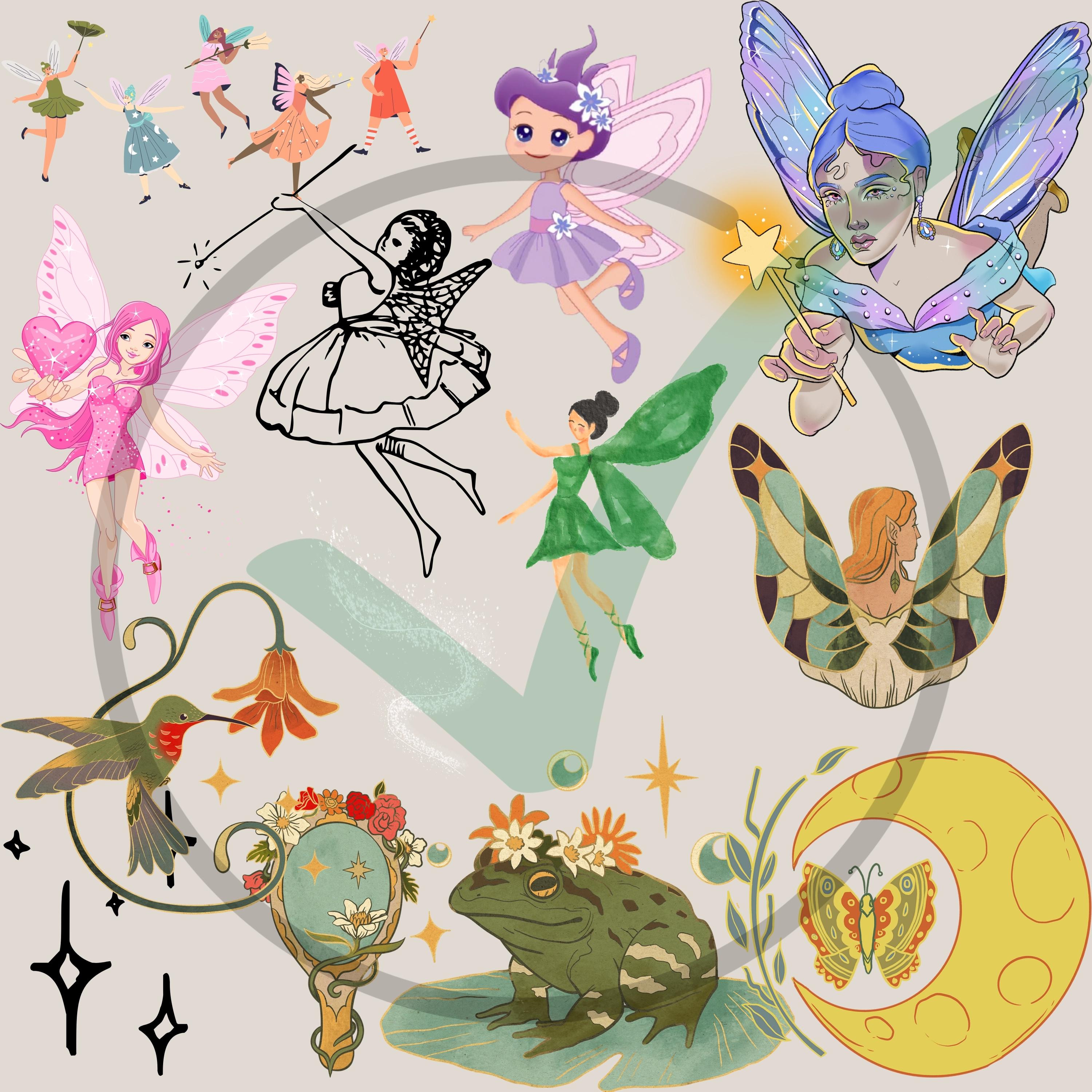 80 PNG Fairy Clipart Bundle Magical Whimsical Fairy Designs for ...