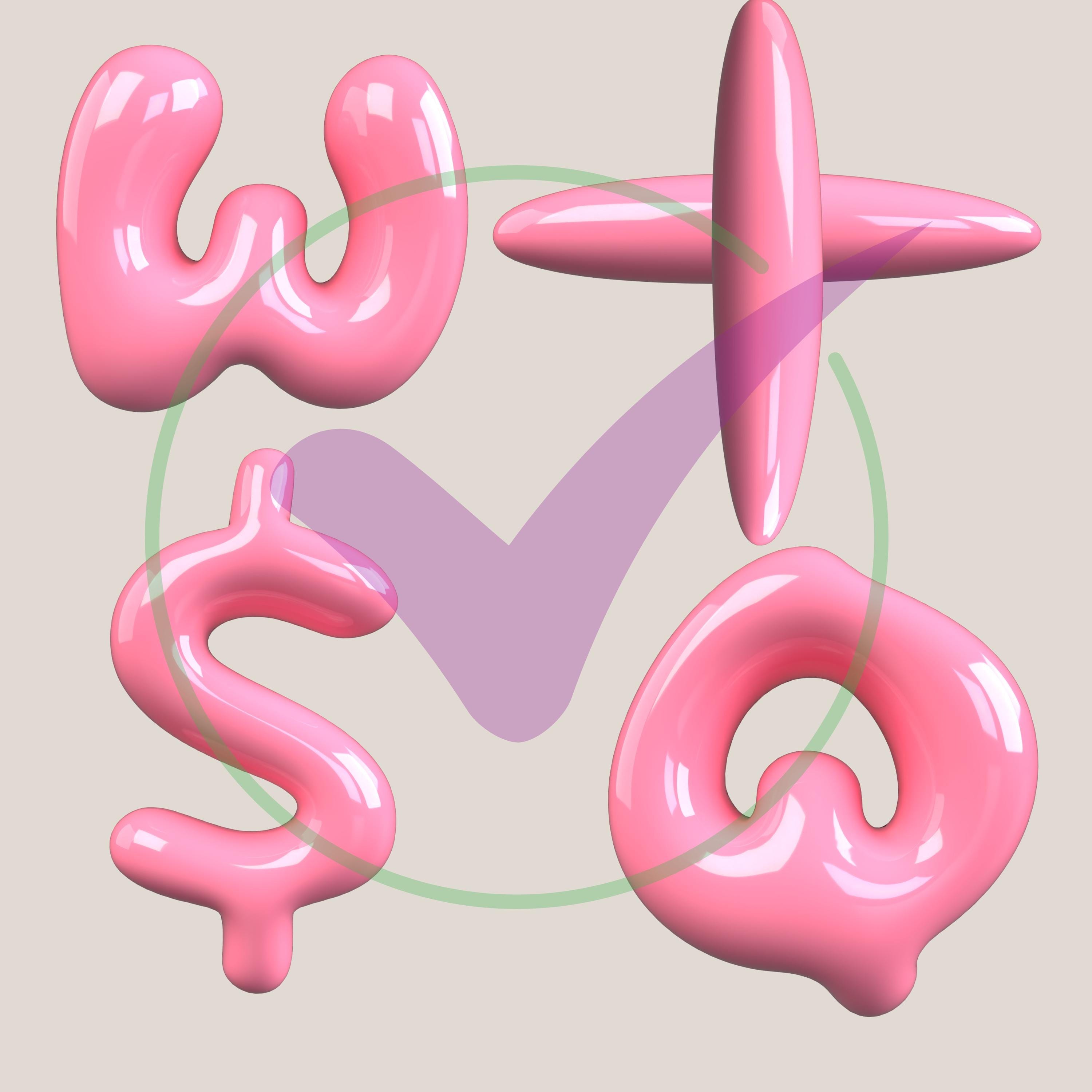 Bubblegum Alphabet PNG Bundle – A-Z 3D Pink Letters for Scrapbooking ...
