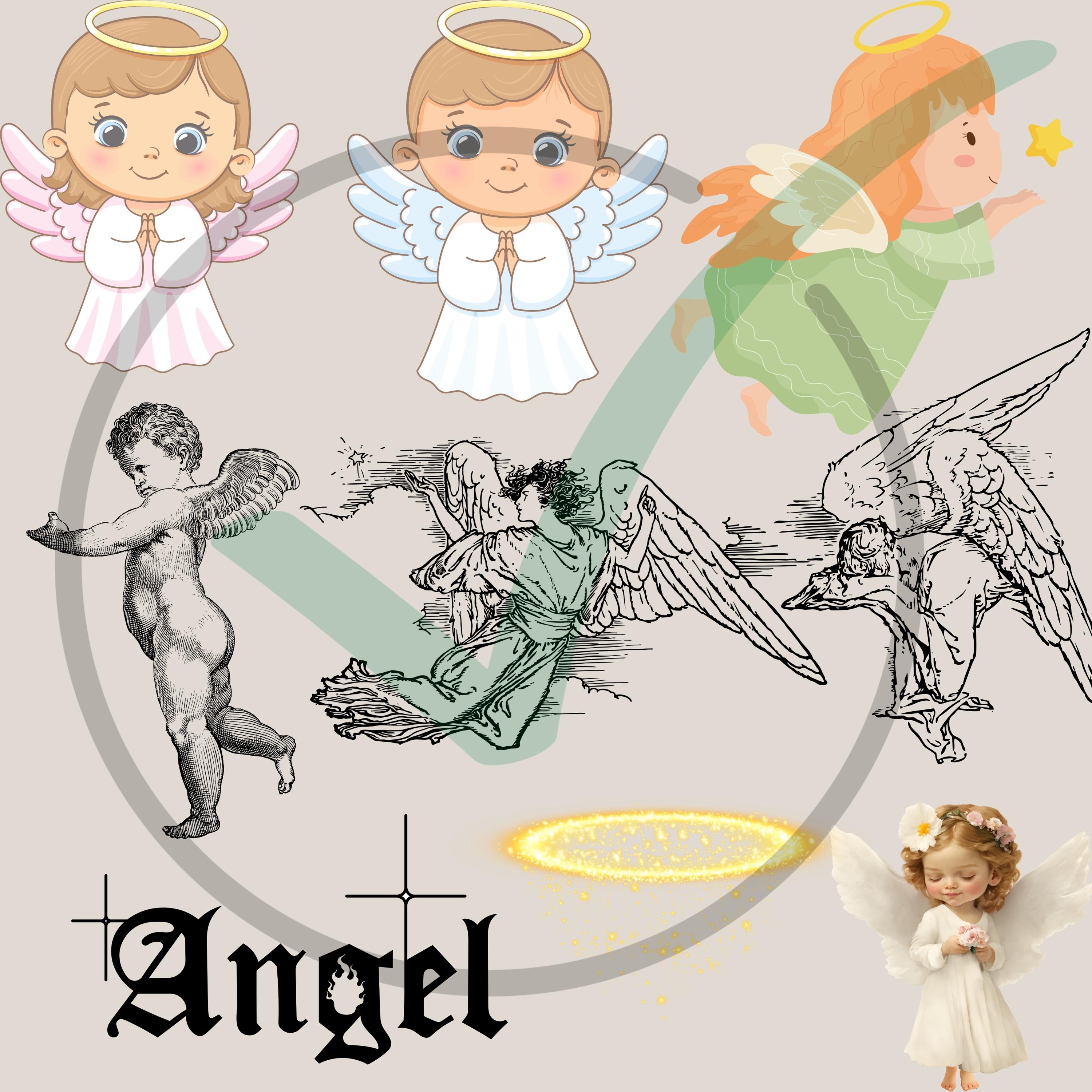 77 PNG Angel Clipart Bundle | Celestial Art for Sublimation, DIY Crafts ...