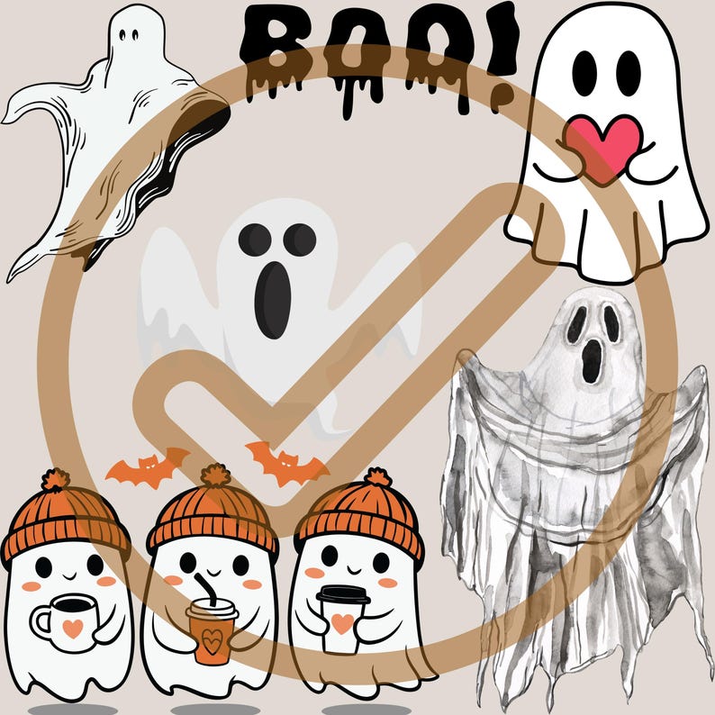 50 PNG Ghost Clipart Bundle – Spooky & Fun Halloween Graphics, Perfect ...