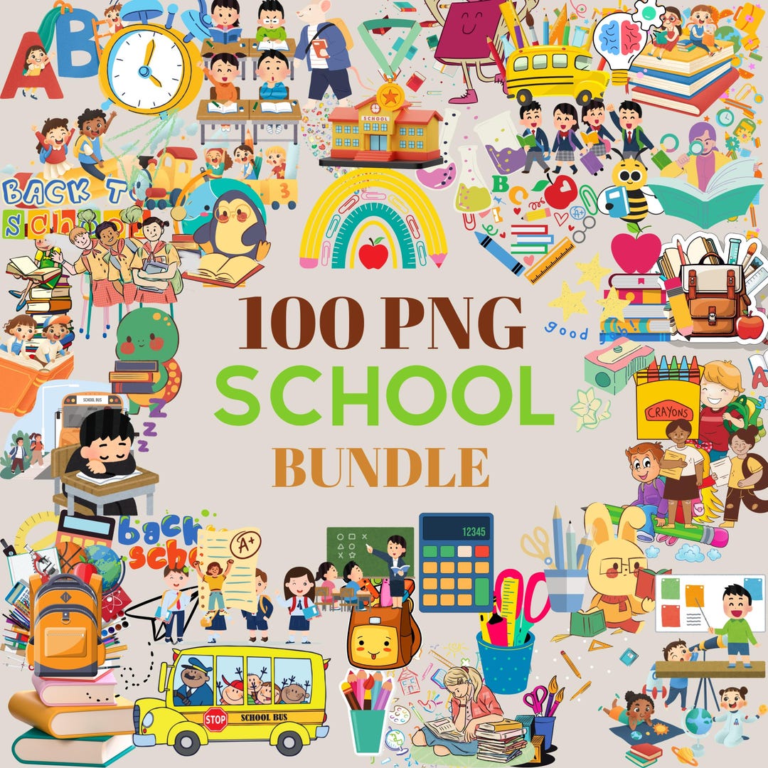 100 PNG School Bundle – High-quality Educational Clipart for T-shirts ...