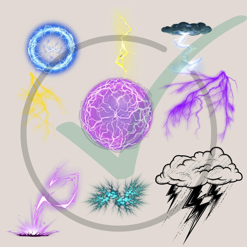 70 PNG Lightning Clipart Bundle | Thunderstorm Effects, Electric ...