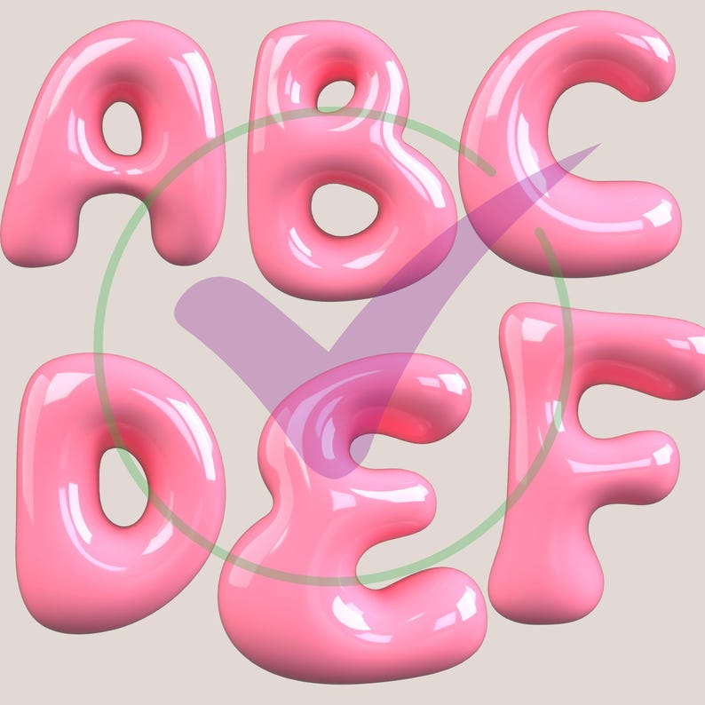 Bubblegum Alphabet PNG Bundle A-Z 3D Pink Letters for Scrapbooking, DIY ...