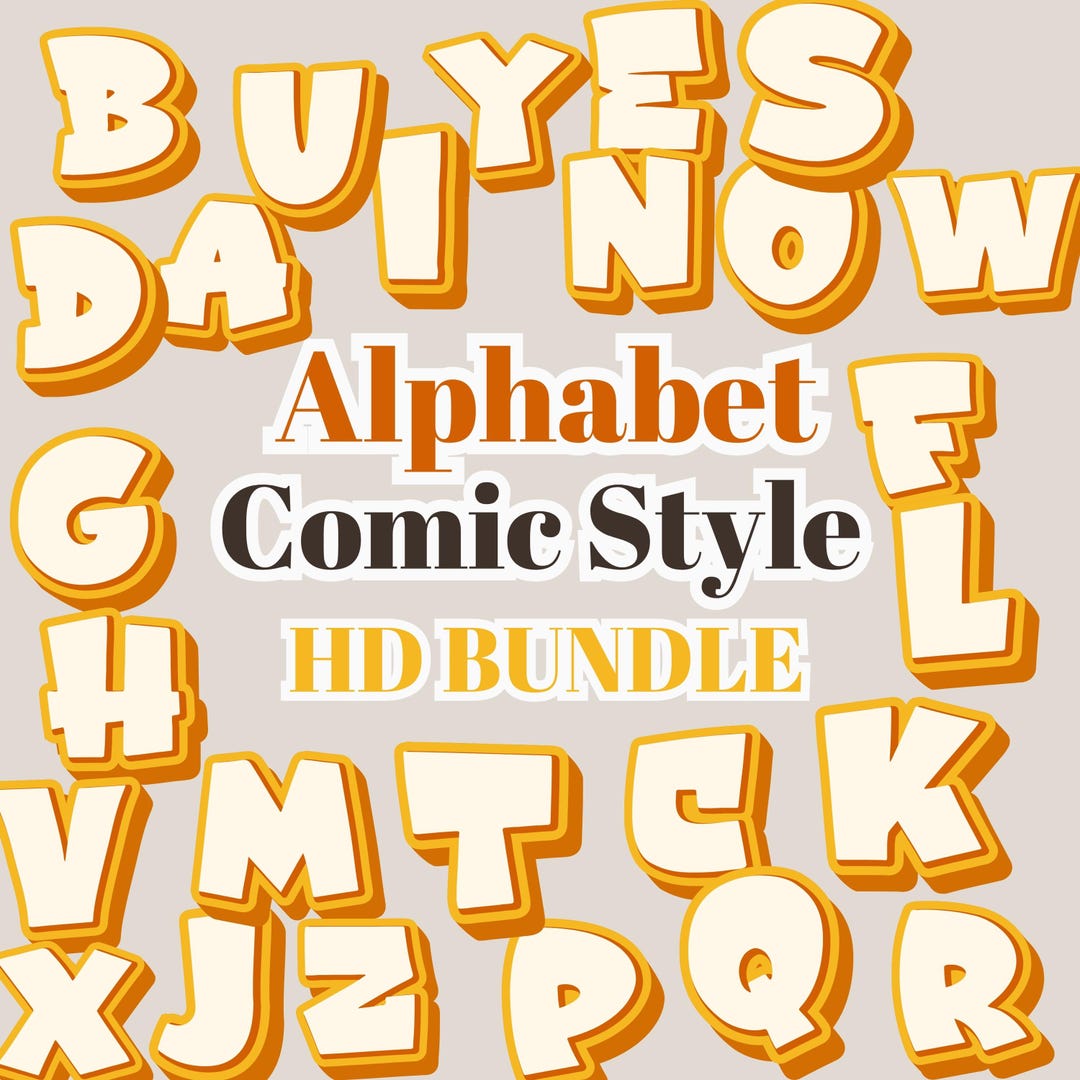 3D Comic Style Alphabet PNG Cartoon Orange Brown Font for Scrapbooking ...