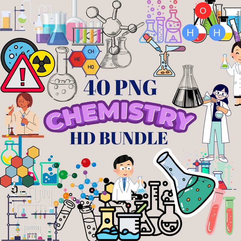 40 PNG HD Chemistry Clipart Bundle - High-quality Science Icons, Lab ...
