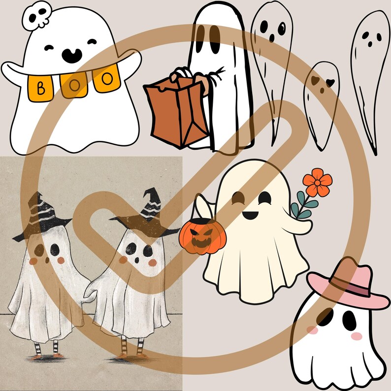 50 PNG Ghost Clipart Bundle – Spooky & Fun Halloween Graphics, Perfect ...