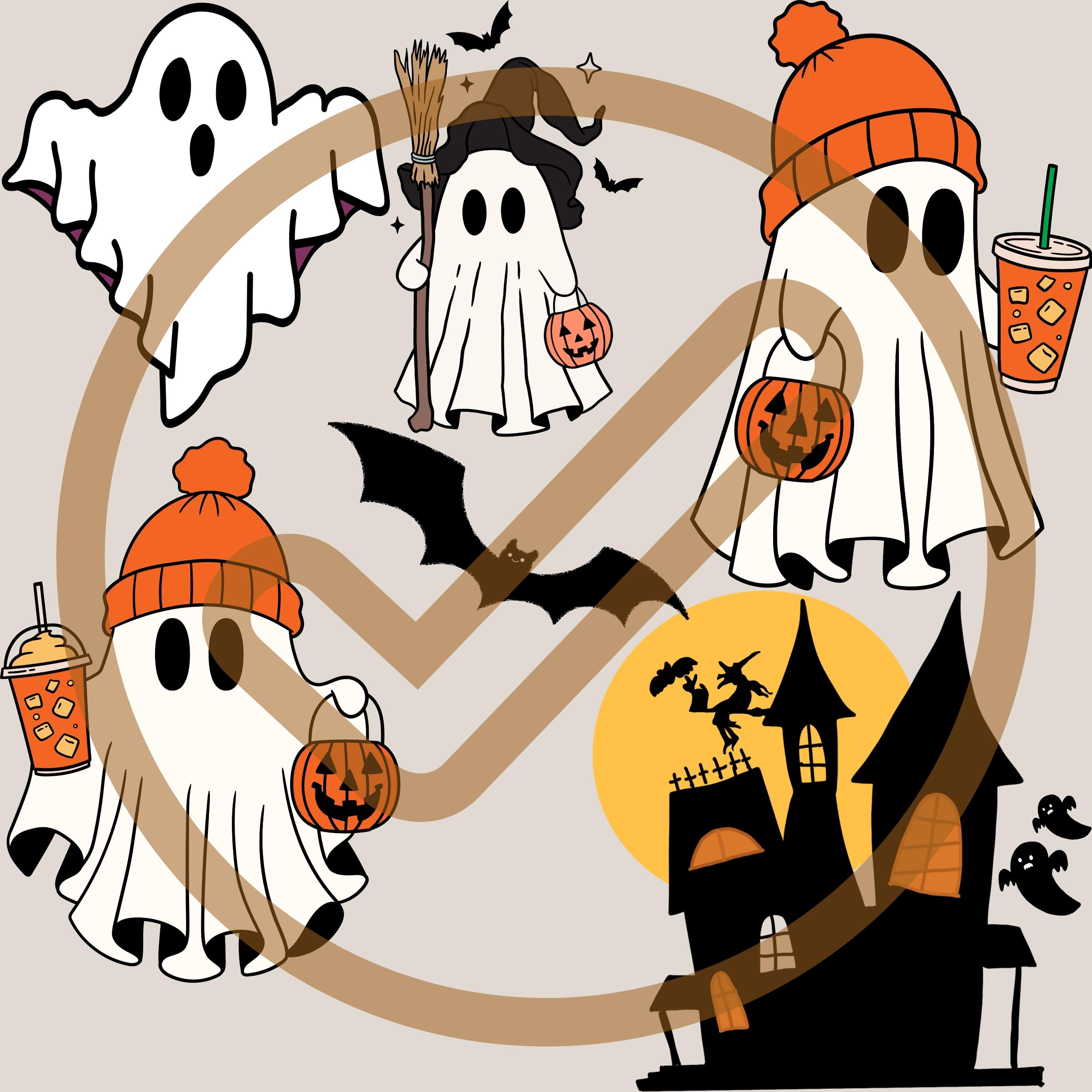 50 PNG Ghost Clipart Bundle – Spooky & Fun Halloween Graphics, Perfect ...