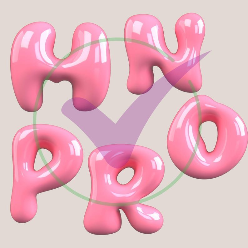 Bubblegum Alphabet PNG Bundle – A-Z 3D Pink Letters for Scrapbooking ...