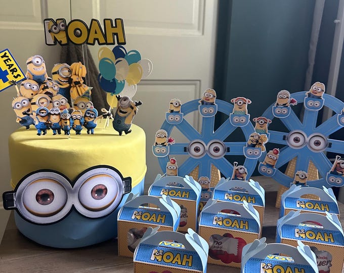 Kit Party Minions (cake Topper, Centerpiece and Box Surprises ) Kit ...