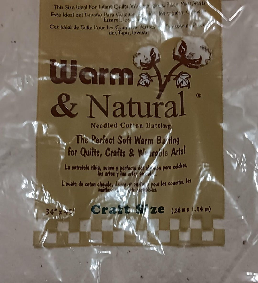 Warm and NATURAL Quilt Batting ~craft Size~ Infant Quilt (unopened) 35 ...