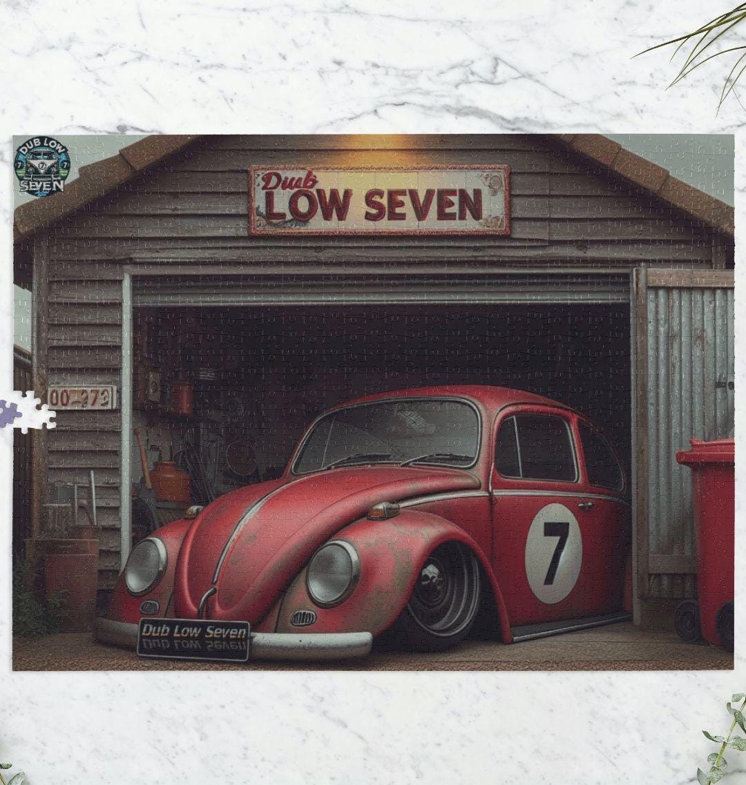Red Vw Beetle Garage Scene Jigsaw Puzzle - Etsy