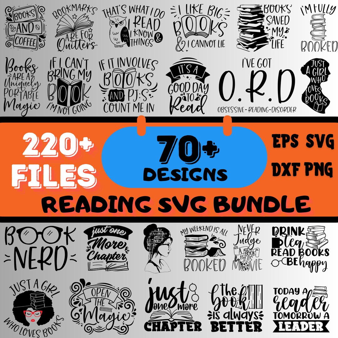 70 Reading SVG Bundle, Book Lover Svg Bundle, Librarian Svg, Book ...