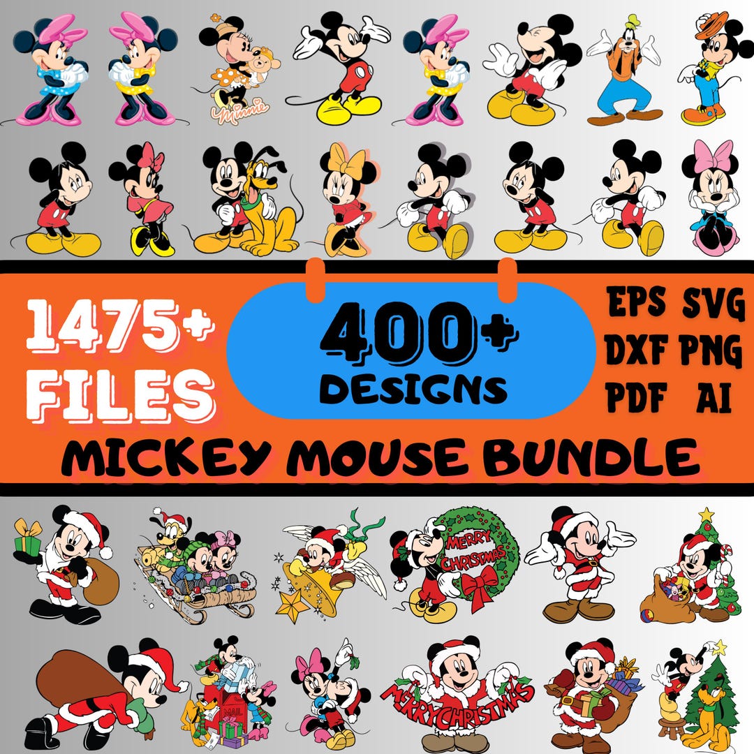 Mickey Mouse SVG Bundle, Mickey Christmas Clipart Bundle, Mickey Mouse ...