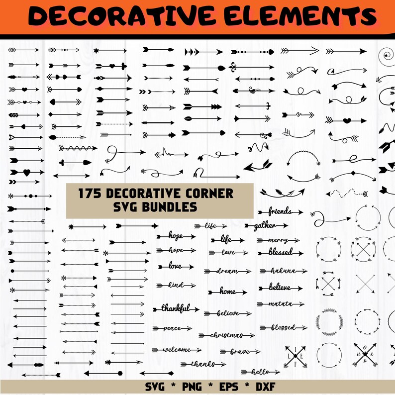 Decorative Elements SVG Bundle, Dividers Borders Svg, Text Divider Svg ...