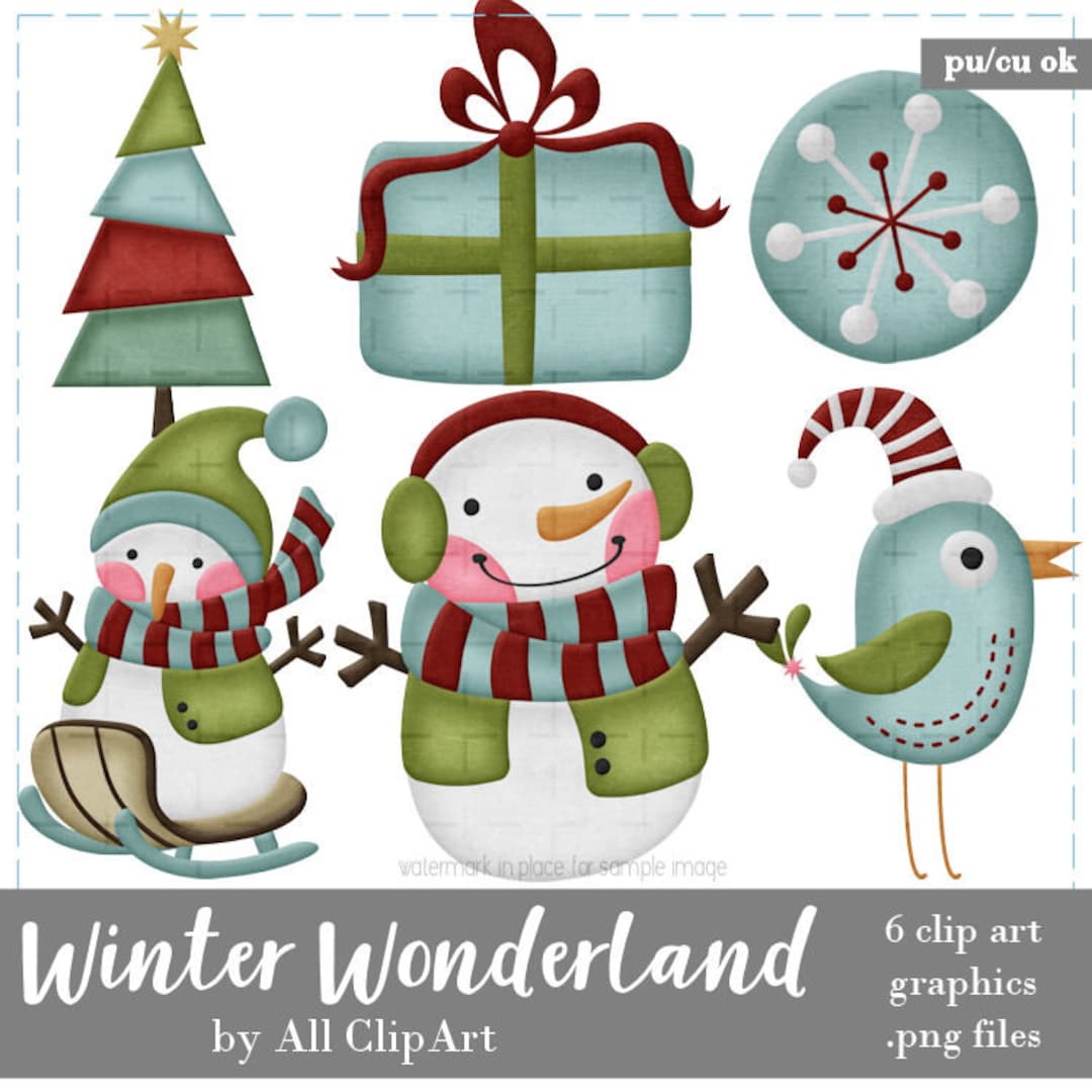 Commercial Use Clipart, Winter Wonderland, Winter Clipart, Snowman ...
