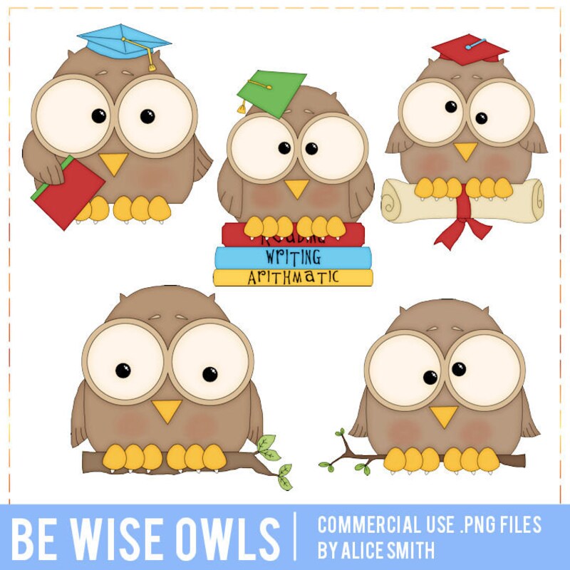 Wise Owl Clip Art - Etsy