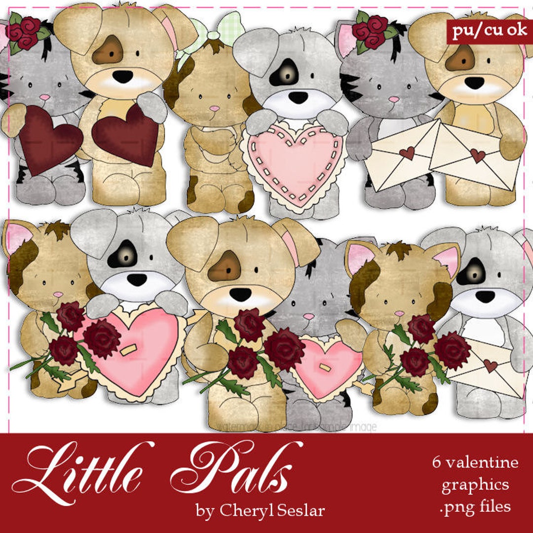 Little Pals Valentine Clip Art by Cheryl Seslar - Etsy