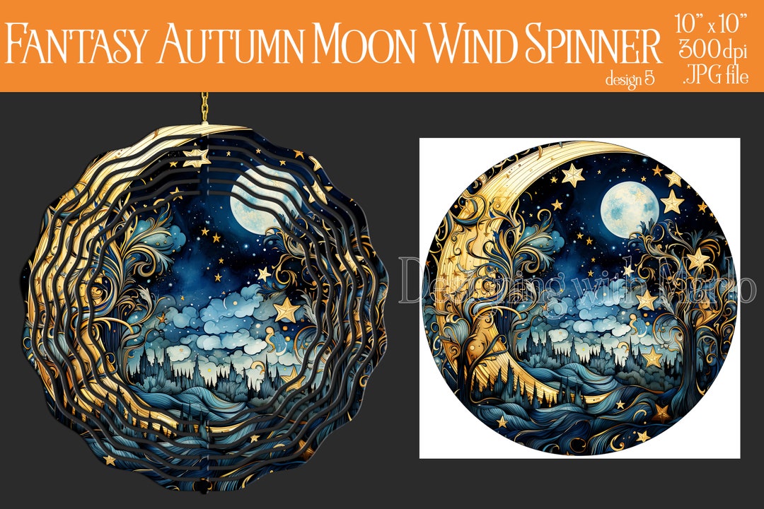 Fantasy Autumn Moon Wind Spinner Sublimation Fantasy Moons Wind Spinner ...