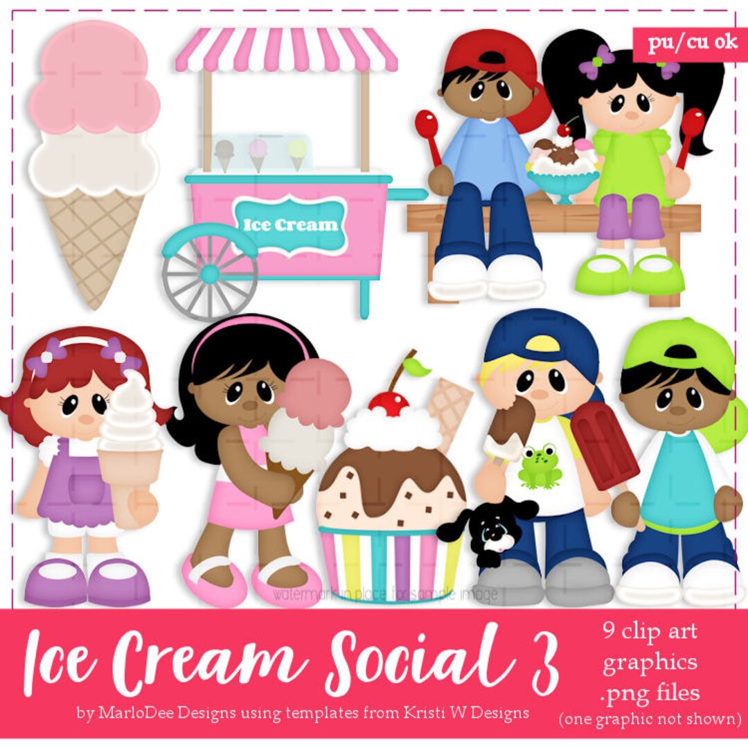 Ice Cream Social Children Clip Art Set 3 by Marlodee Designs - Etsy