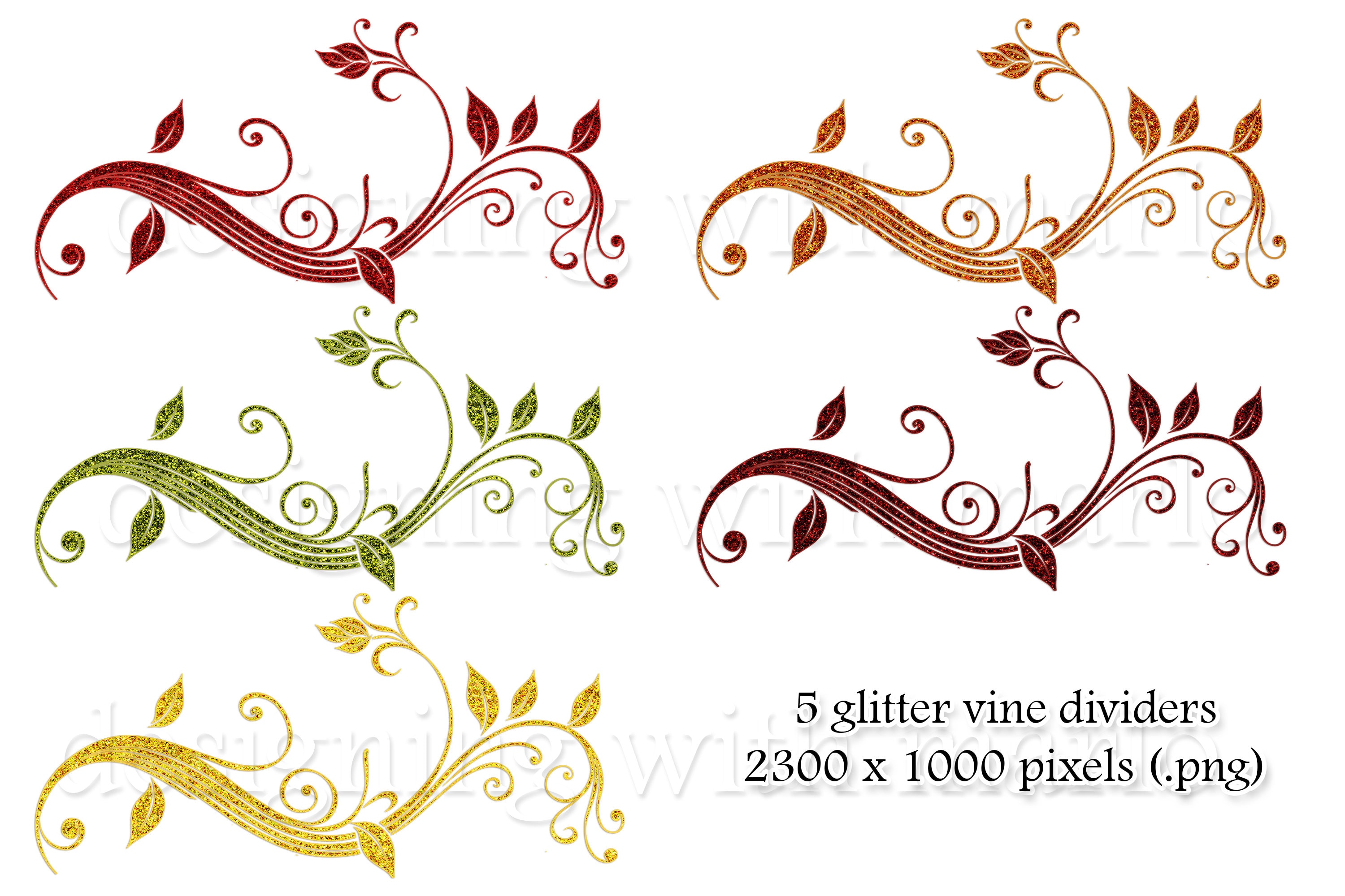 Floral Vine Divider Graphics | Fall Season One Color Palette | Digital ...