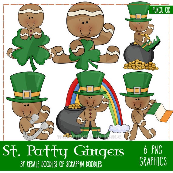 St. Paddy Gingers Gingerbread Clipart St Patrick's Day - Etsy