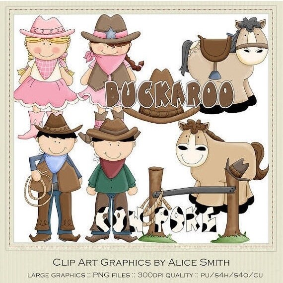 Commercial Use Buckaroo Cowpoke Western Cowgirl Cowboy Horse Clip Art ...